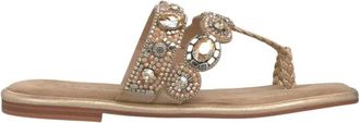 Alma En Pena Alma EN Pena, Femme, Chaussures, Beige, Taille: 38 EU Sandale Plate &agrave; Bride Orn&eacute;e de Bijoux