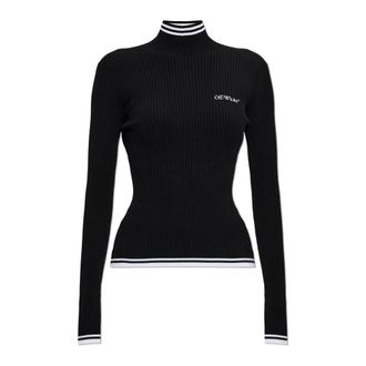 Off-white Rippstrick-Rollkragenpullover - - Knitwear - Damen - Schwarzk - M