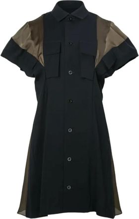 sacai Femme, Robes, Bleu, Taille: 40 FR Wool Suiting Dress