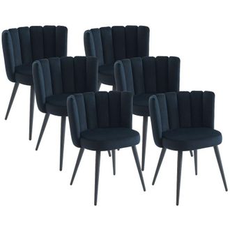 Vente-Unique Pascal Morabito - Lot de 6 chaises en velours et m&eacute;tal - Noir - pranila de