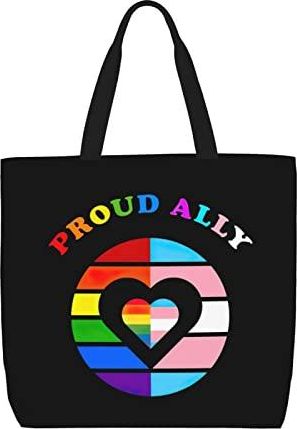 Generic Sac Fourre-Tout Mois Des Fiert&eacute;s Lgbtq+ Alli&eacute;(E) Grand Sac A Main R&eacute;utilisable De Grande Capacit&eacute; Sacs En Toile Pour Femmes, Pour &Eacute;cole, Filles, Voyag