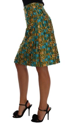 Dolce & Gabbana Womens Multicolor Jacquard Straight Pencil Skirt Polyester