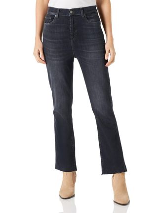 7 For All Mankind Damen Hw Slim Kick Slim Illusion Wicked Jeans, Schwarz, 26 EU
