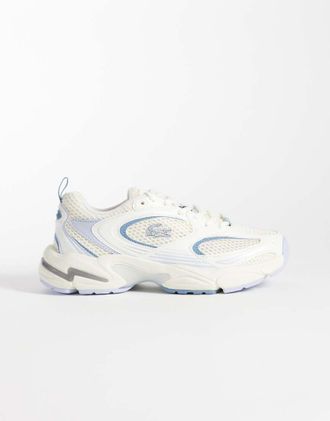 Lacoste Storm 96 Chunky Sneaker in Wollwei&szlig; und Hellblau-Multi