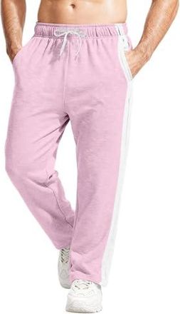 Generic Pantalon cargo d&eacute;contract&eacute; pour homme avec cordon de serrage &agrave; la taille pour les courses de voyage, pantalon utilitaire confortable et durable, rose,