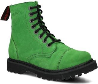 Nagaba Bottes Féminins de combat - Armée Ranger 8H Ultra Léger Chaussures en cuir Grunge - Unisexe, 8 trous - Vert - 38