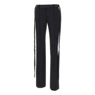 The Attico Femme, Pantalons, Noir, Taille: 38 FR Tie-detailed Belted Straight Pantalons
