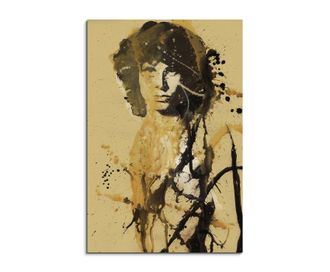 Paul Sinus Art Jim Morrison II 90x60cm Kunstbild auf Leinwand fertig zum aufhängen, Wandbild als Aqurell Art nach Gemälde von Paul Sinus