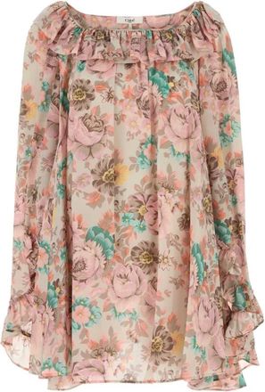 Chlo&eacute; Femme, Blouses et Chemises, Multicolore, Taille: 40 FR Mini-robe &agrave; Volants et Encolure Carr&eacute;e