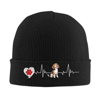 Generic Bonnet Chien Beagle Heartbeat Line Extensible Chapeau Classique Bonnet Hiver pour Homme Cyclisme Conduite