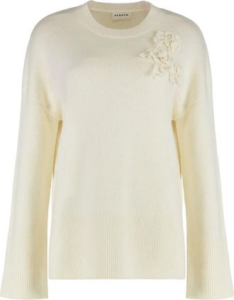 P.A.R.O.S.H. Glockenärmel-Pullover mit Blumenapplikation - Nude