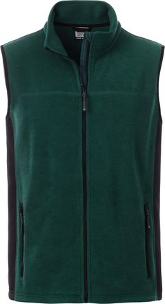 James & Nicholson Herren Workwear Fleece Outdoor Weste, Grün (Dark-Green/Black), XXXX-Large