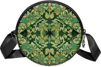 Generic Sac &agrave; bandouli&egrave;re rond pour femme, imprim&eacute; traditionnel, petit sac &agrave; bandouli&egrave;re avec fermeture &eacute;clair, bretelles r&eacute;glables, sac &agrave; main rond d&eacute;contrac