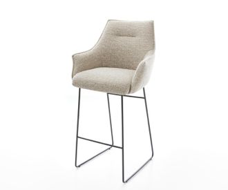 DELIFE Barstuhl Alja-Flex Webstoff Soft Beige Kufengestell Metall Schwarz Taschenfederkern, Barst&uuml;hle