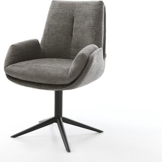 DELIFE Drehstuhl Clea-Flex Boucl&eacute; Soft Schlamm Fu&szlig;kreuz Schwarz 360&deg; drehbar Wippfunktion, Esszimmerst&uuml;hle