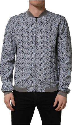 Dolce & Gabbana Homme, Vestes, Bleu, Taille: L Cotton Car Print Bomber Jacket