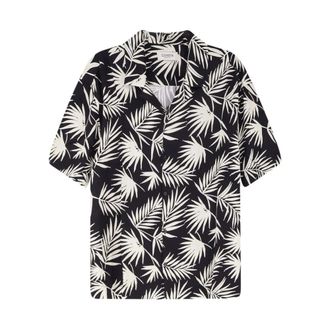 Laneus Homme, Chemises, Noir, Taille: 2XL Chemise &agrave; col bowling imprim&eacute;e