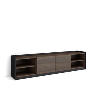 Skraut Home | TV-Schrank, Lowboard | f&uuml;r Wohnzimmer und Esszimmer | 207x50x37 cm | F&uuml;r TV-Ger&auml;te bis zu 80 | Fernsehtisch | Moderner Stil | Eiche dunkel und Schwa