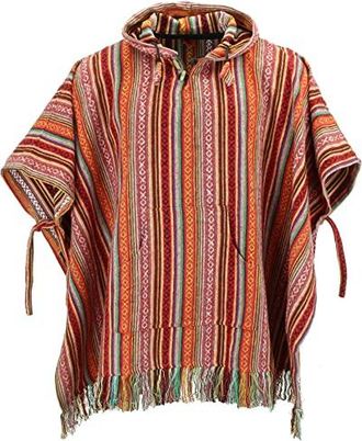 Loud Elephant Coton Brossé Poncho à Capuche - Blood Orange, One Size