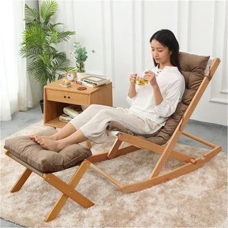 Generic Lounge Stuhl Schaukelstuhl,Klapp Balkon Home Freizeit Nickerchen Liege,Stuhl Im Freien,Woodenrocking Stuhl Pool Stuhl?SchaukelstuhlU2014Winter Und Som