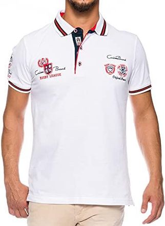 Carisma Polo à manches courtes pour homme 100 % coton - Polo pour homme avec broderie - T-shirt coupe droite agréable pour le bureau et les loisirs. - Blanc -