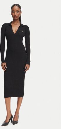 Elisabetta Franchi Strickkleid AM-08B-66E2-V380 Schwarz Slim Fit