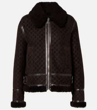 Gucci Veste GG en cuir et shearling