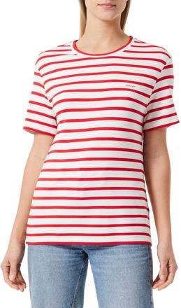 GANT Damen Striped SS T-Shirt, Bright RED, XX-Large