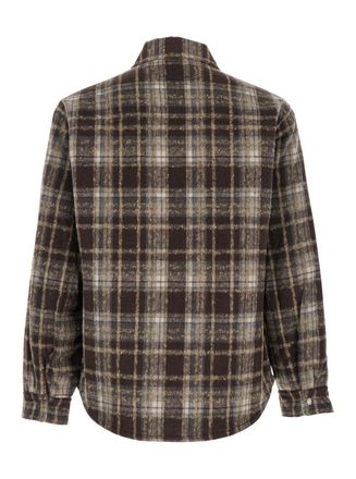 Dunst Mens Brown Checkered Flannel Shirt With Patch Polyester