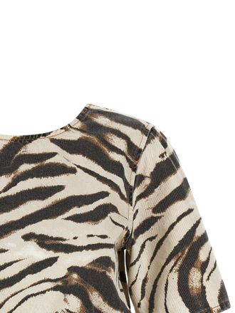 Ganni Zebra-Print Denim Blouse - Cream