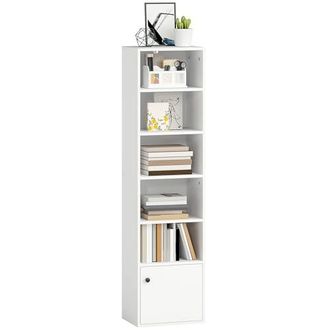 HOMCOM Bibliothèque Meuble de Rangement étagère à Livres 6 Niveaux avec 3 étagères réglables et Placard, Style Moderne, pour Salon, Bureau, Salle à Manger, B