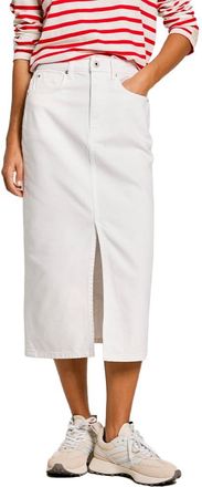Pepe Jeans London Damen Midi Skirt Hw Rock, Weiß (Denim-Tc0), Medium