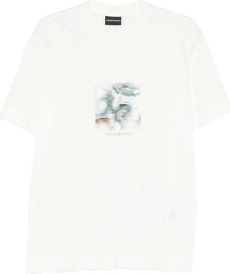 Emporio Armani Homme, Tops, Blanc, Taille: XL Lyocell Cotton T-Shirt