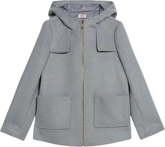 Oltre Femme, Vestes, Gris, Taille: 42 FR Manteau Court avec Zip et Capuche