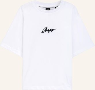 HUGO BOSS T-Shirt Eregular Mit Schmuckperlen weiss