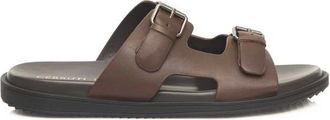 Cerruti Homme, Chaussures, Brun, Taille: 45 EU Sandales en cuir marron avec boucle