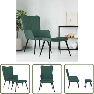 vidaXL The Living Store - Relaxsessel mit Hocker Dunkelgr&uuml;n Samt - Samtsofa - Sessel Dunkelgr&uuml;n - Lounge Chair - Beistelltisch - Entspannungsstuhl