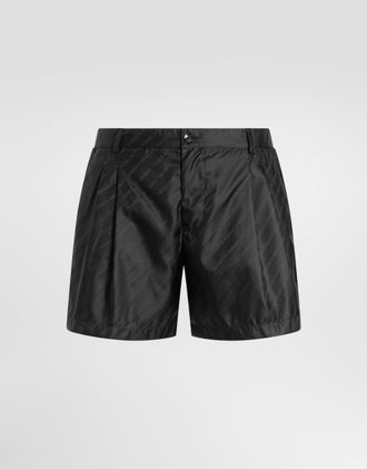 Dolce & Gabbana Bade-boxershorts Aus Logojacquard - Mann Beachwear Schwarz 50