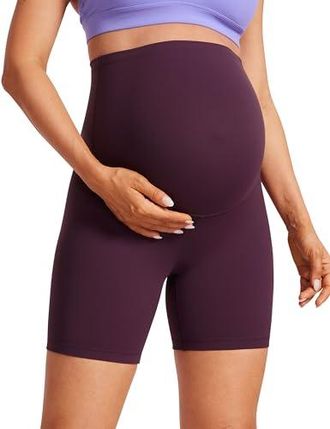 CRZ YOGA Femmes Butterluxe Short de Maternité Yoga Entraînement Athlétique Courir sur Le Ventre - 15cm Violet foncé 38