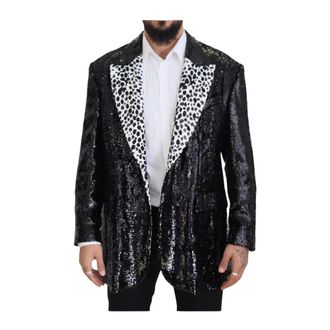 Dolce & Gabbana Pailletten-Blazer mit Dalmatinerkragen - - Jackets - Herren - Schwarzk - M