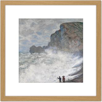 Artery8 Claude Monet Raues Wetter bei Etretat Gerahmter Kunstdruck 20x20 cm