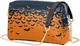 Mnsruu Sacs à bandoulière pour femme, sac à main en cuir orange chauve-souris noir