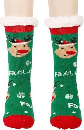 Generic Chaussettes de No&euml;l pour femme - Chaussettes dhiver de No&euml;l anti-polaire &eacute;paisse en laine dagneau - Chaussons et bas pour femme, Vert, Taille unique