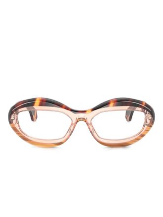 Alain Mikli lunettes de vue rayées à monture ovale - Marron