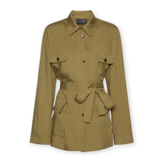Elena Miro Tencel-Safari-Jacke mit G&uuml;rtel - - Jackets - Damen - Braun - 3XL