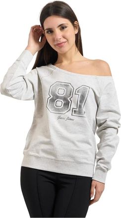 Guess Femme, Sweatshirts et sweats &agrave; capuche, Gris, Taille: 38 FR SweaT-shirt &eacute;paules d&eacute;nud&eacute;es