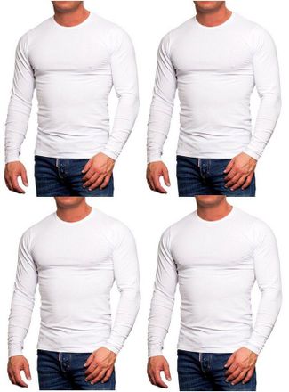 Jack & Jones Langarmshirt (4er-Pack) Basic Shirts mit Rundhalsausschnitt