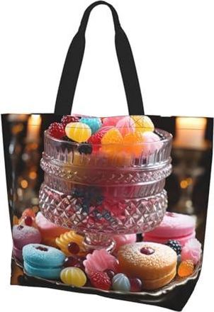 Generic Des Bonbons Sur La Table Sac Courses L&eacute;ger Tote Bag Grand Sac Fourre Tout Pour Travail Quotidienne Gym
