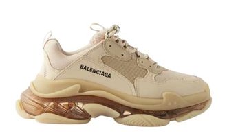 Balenciaga beige leather & mesh Triple S Clear Sole trainers Size 37