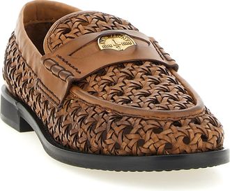 Miu Miu Hand-Woven Calfskin Loafer - Brown